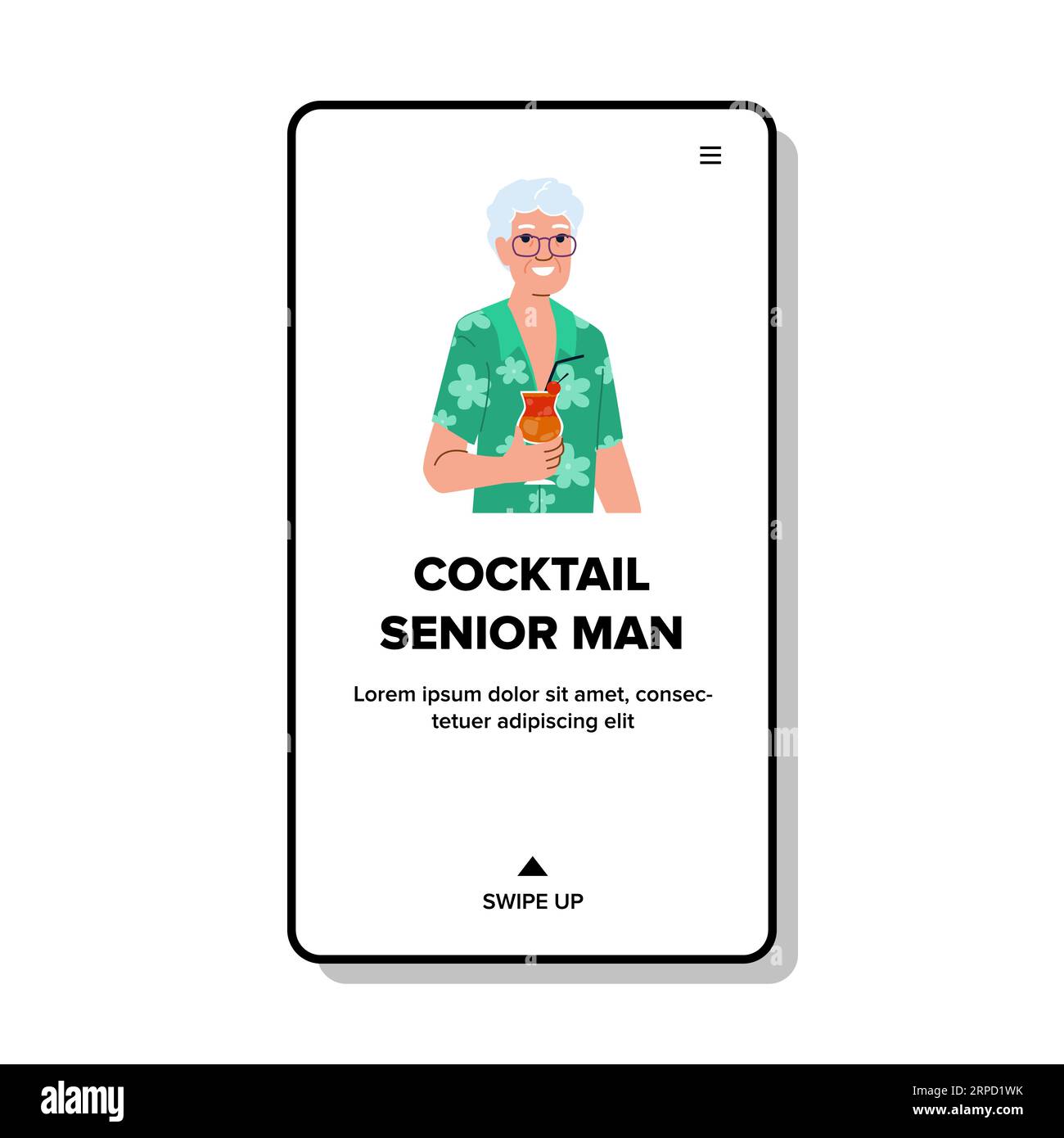 old cocktail senior man vector Stock Vector Image & Art - Alamy
