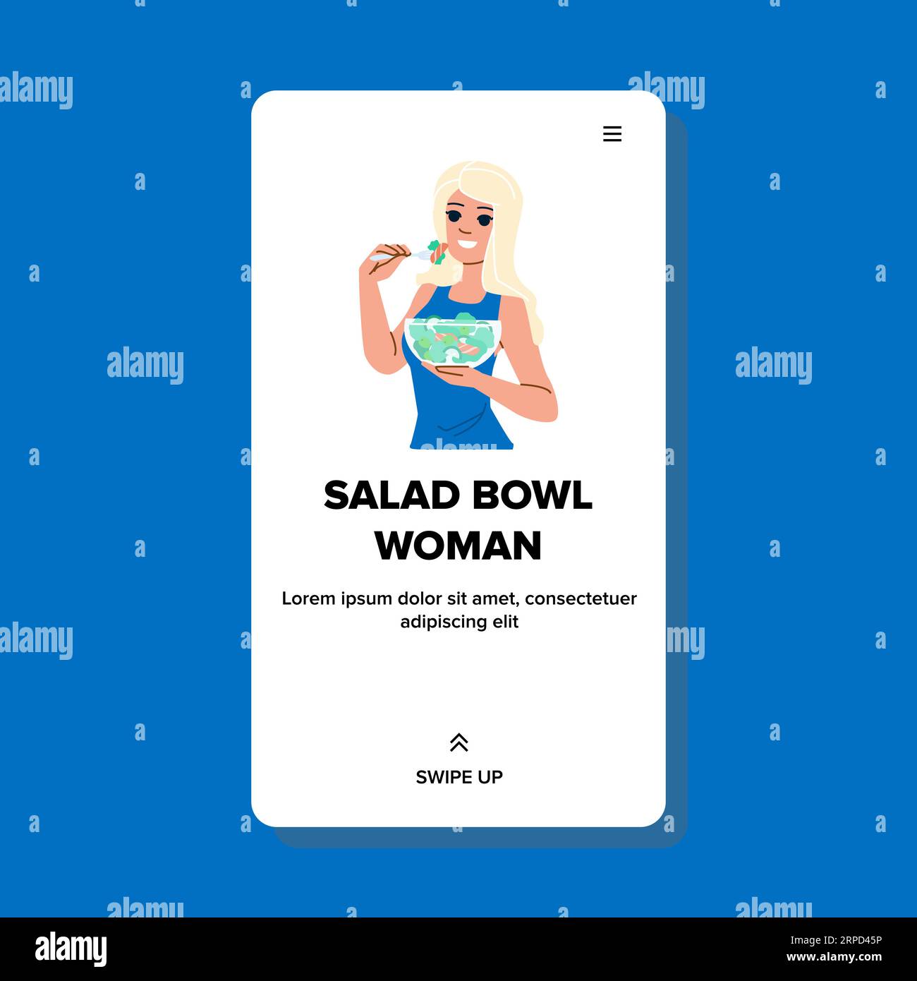 fresh salad bowl woman vector Stock Vector Image & Art - Alamy