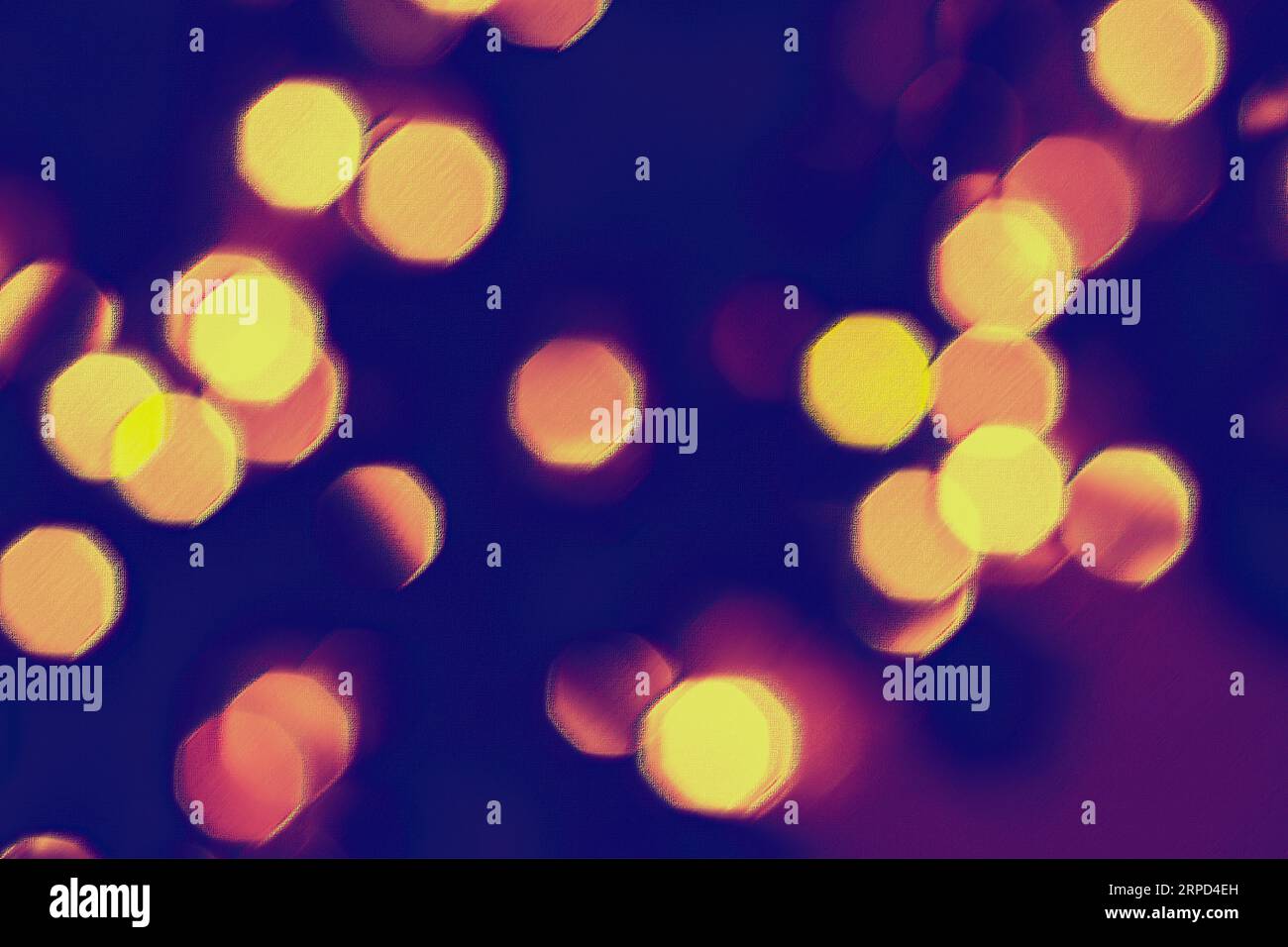 Abstract illustration with a yellow bokeh effect on a blue background ...