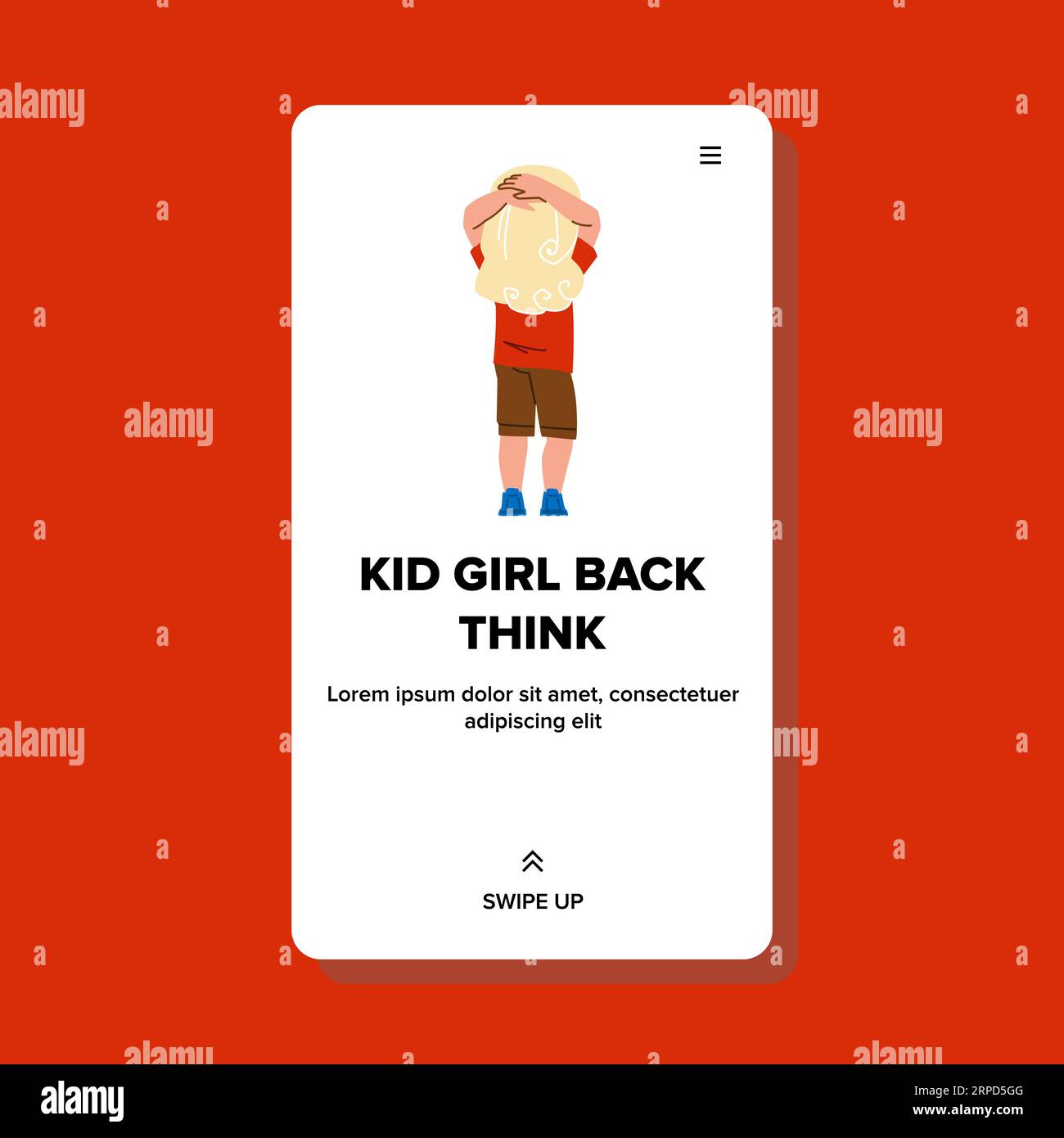 view kid girl back think vector Stock Vector Image & Art - Alamy