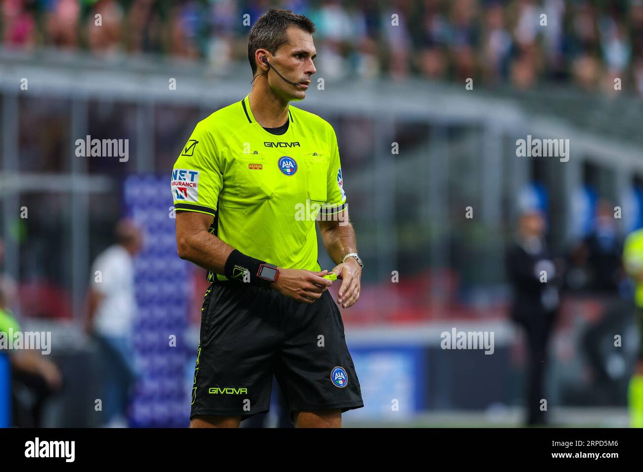 Referee Matteo Marchetti in action during Serie A 2023/24 football ...