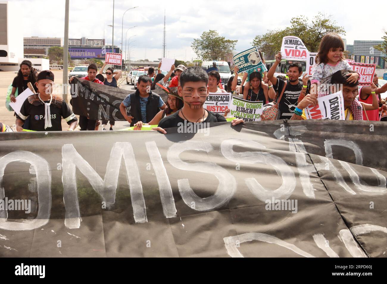 The indigenous Indian people from different parts of Brazil protesting ...