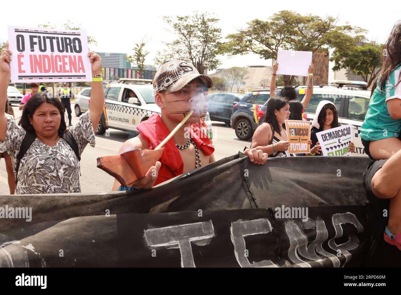 The indigenous Indian people from different parts of Brazil protesting ...