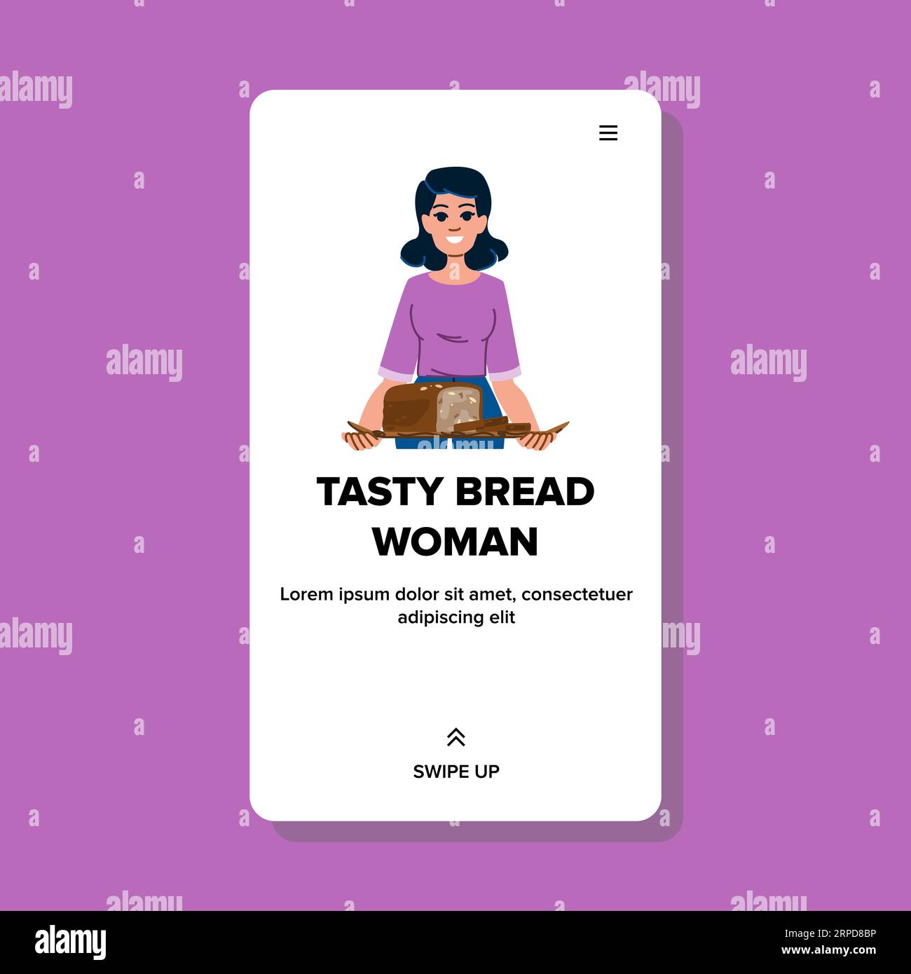 delicious tasty bread woman vector Stock Vector Image & Art - Alamy