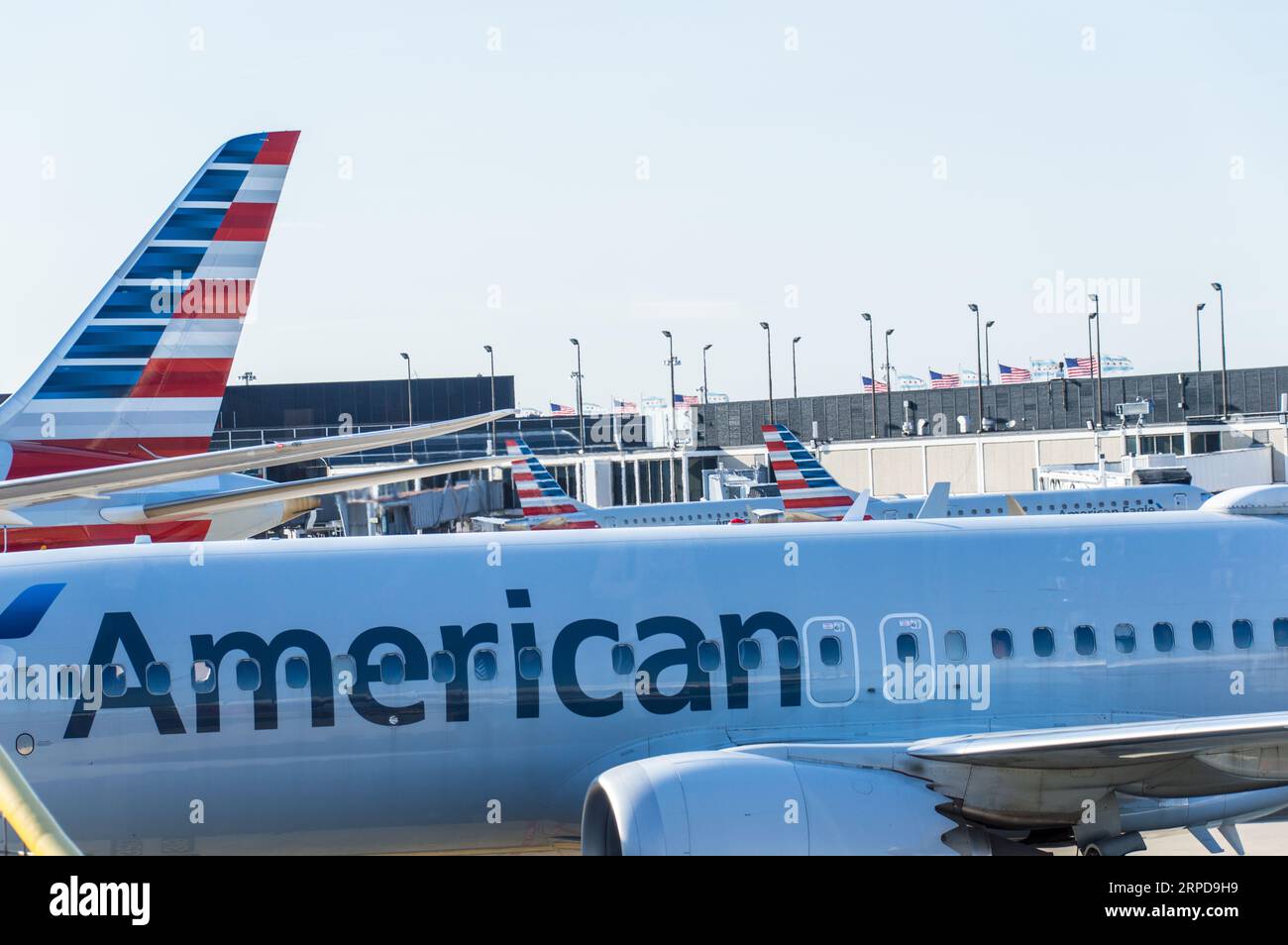 American Airlines aircraft preparing to push from gates Stock Photo - Alamy