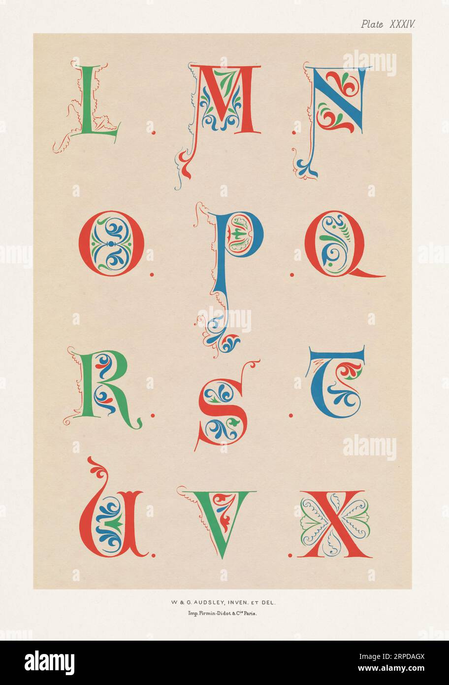Medieval alphabet. 12th century alphabet of initial letters Stock Photo ...