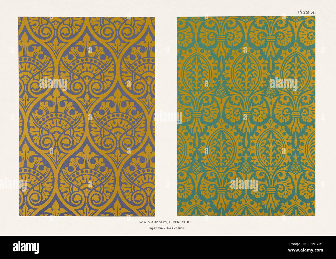 Medieval Floral Pattern. Brocade patterns in gold upon dark grounds ...