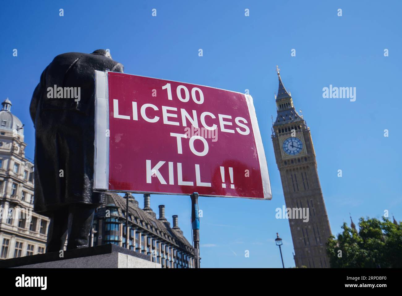 London UK. 4 September 2023 Scientists in Parliament square against the ...