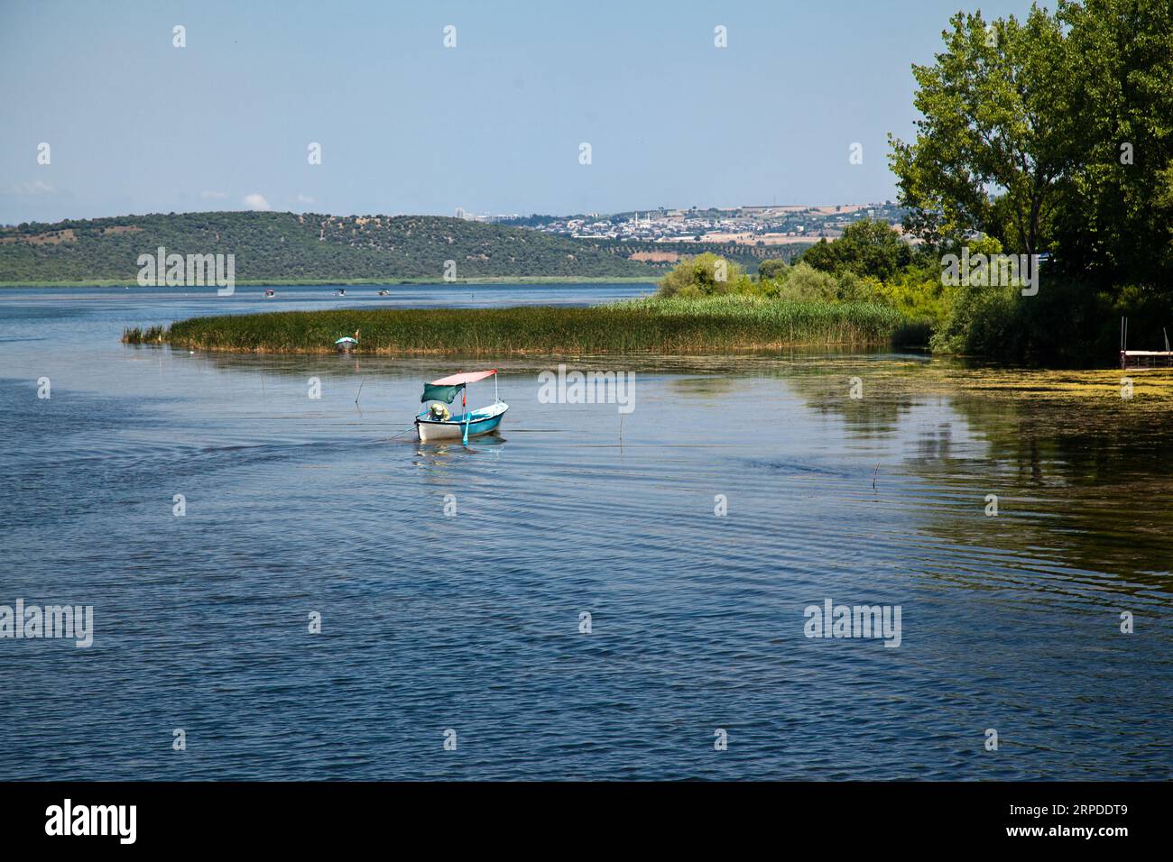 Touristic sightseeing wooden boats around Ulubat or Uluabat Lake in ...