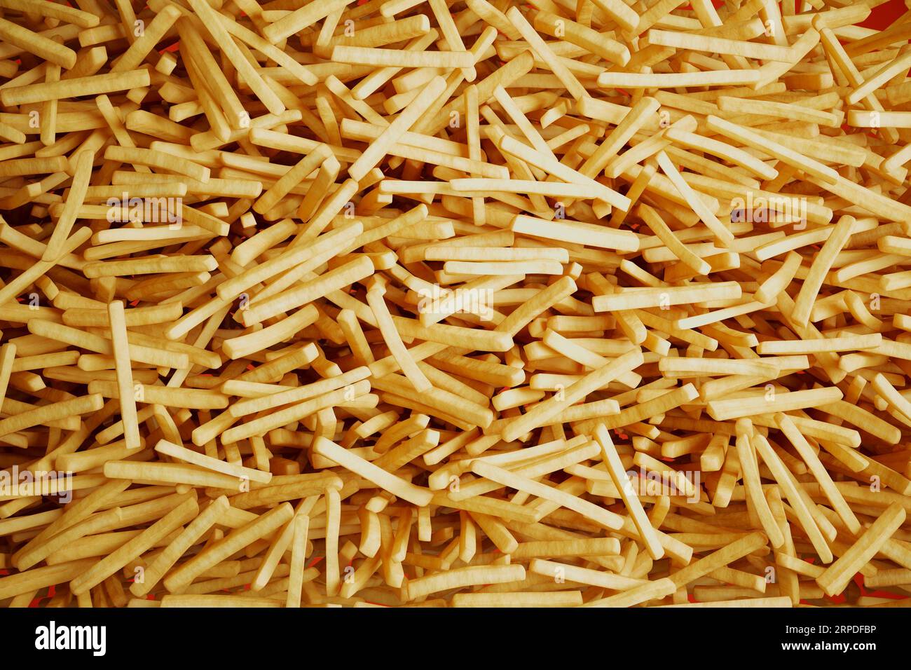 French fries falling down and forming the pile. Fast food. Chips. Red ...