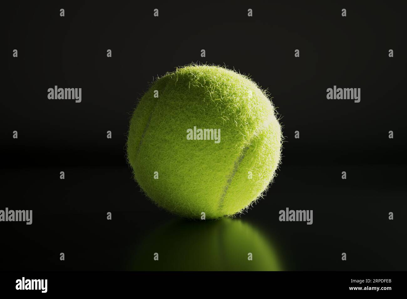 A single tennis ball in the dark scenery. Spotlight. Equipment for ...