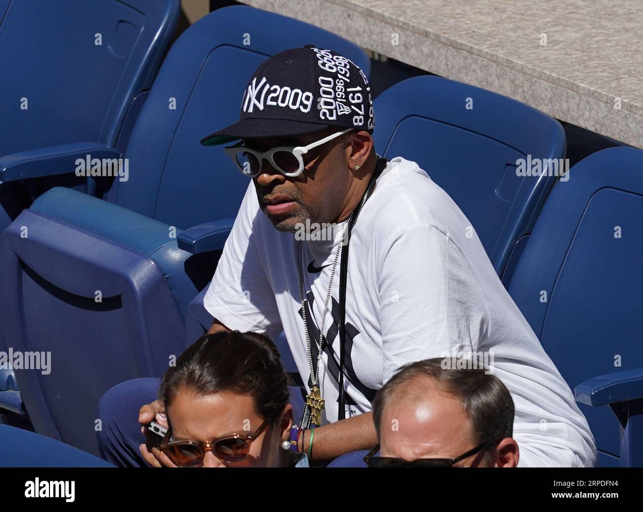 Flushing NY, USA. 03rd Sep, 2023. **NO NY NEWSPAPERS** Spike Lee is seen watching Ben Shelton Vs ...