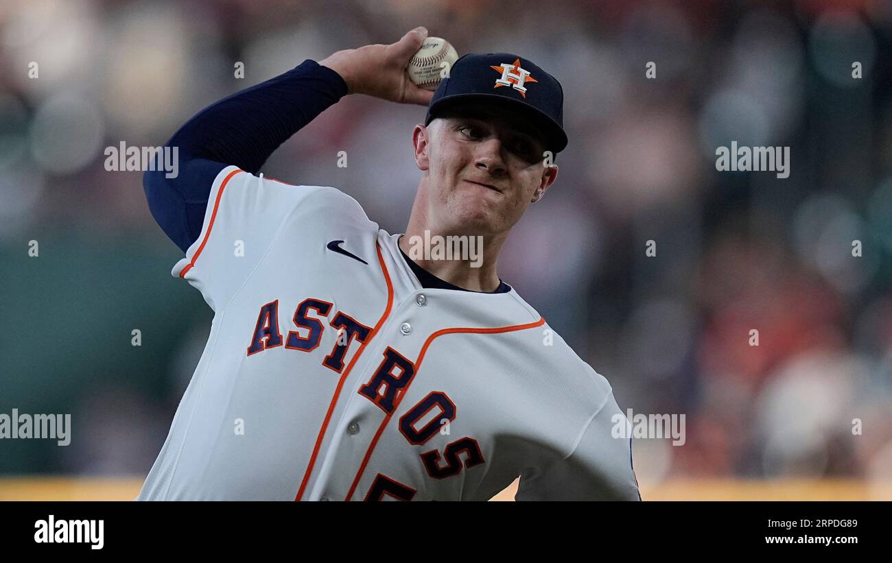 Houston Astros starting pitcher Hunter Brown delivers during the first ...