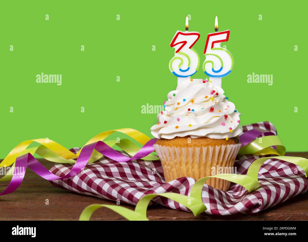 Cupcake With Number For Birthday Or Anniversary Celebration; Number 35 ...