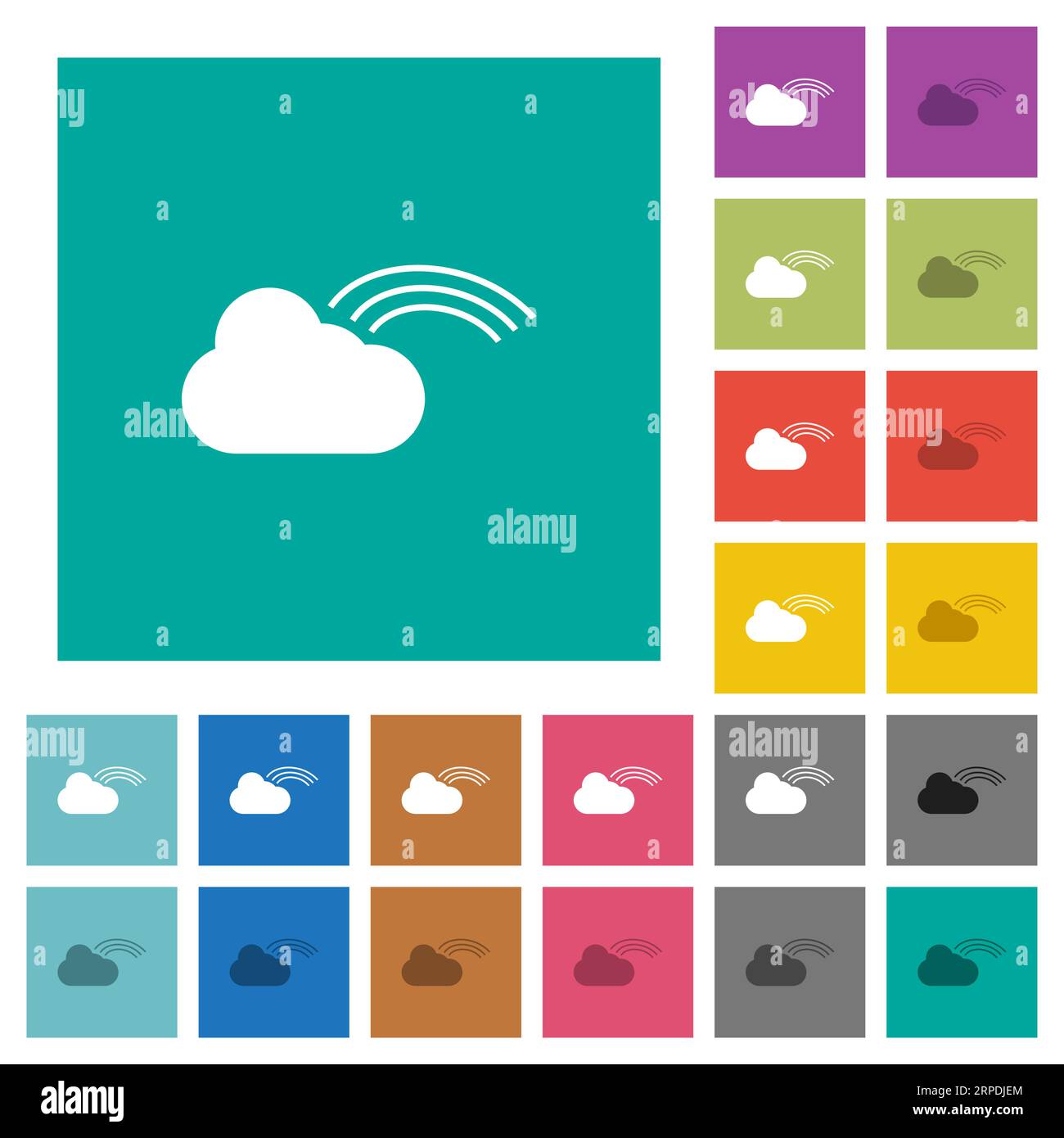 Rainbow weather multi colored flat icons on plain square backgrounds ...