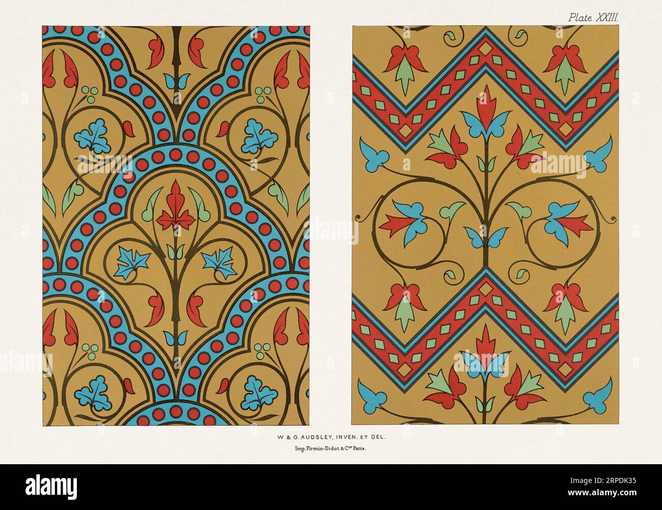 Medieval Floral patterns in rich colors upon gold grounds Stock Photo ...
