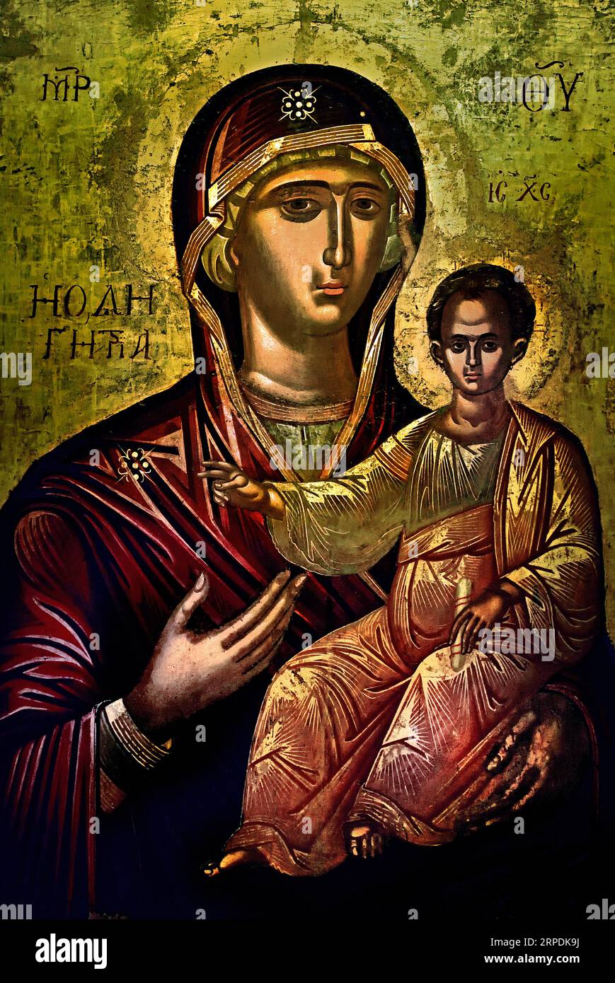Icon of the Virgin Hodegetria by painter Michael Damaskenos second half 16th Century Athens ...
