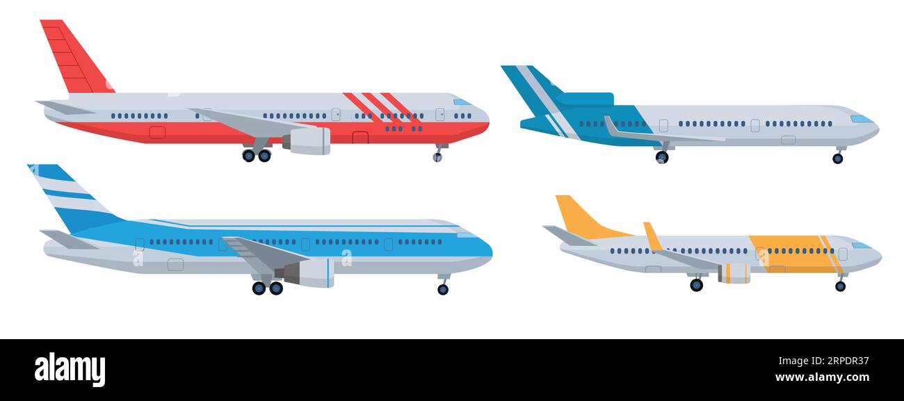 Cartoon set of private, civil aircraft. Vector illustration isolated on ...