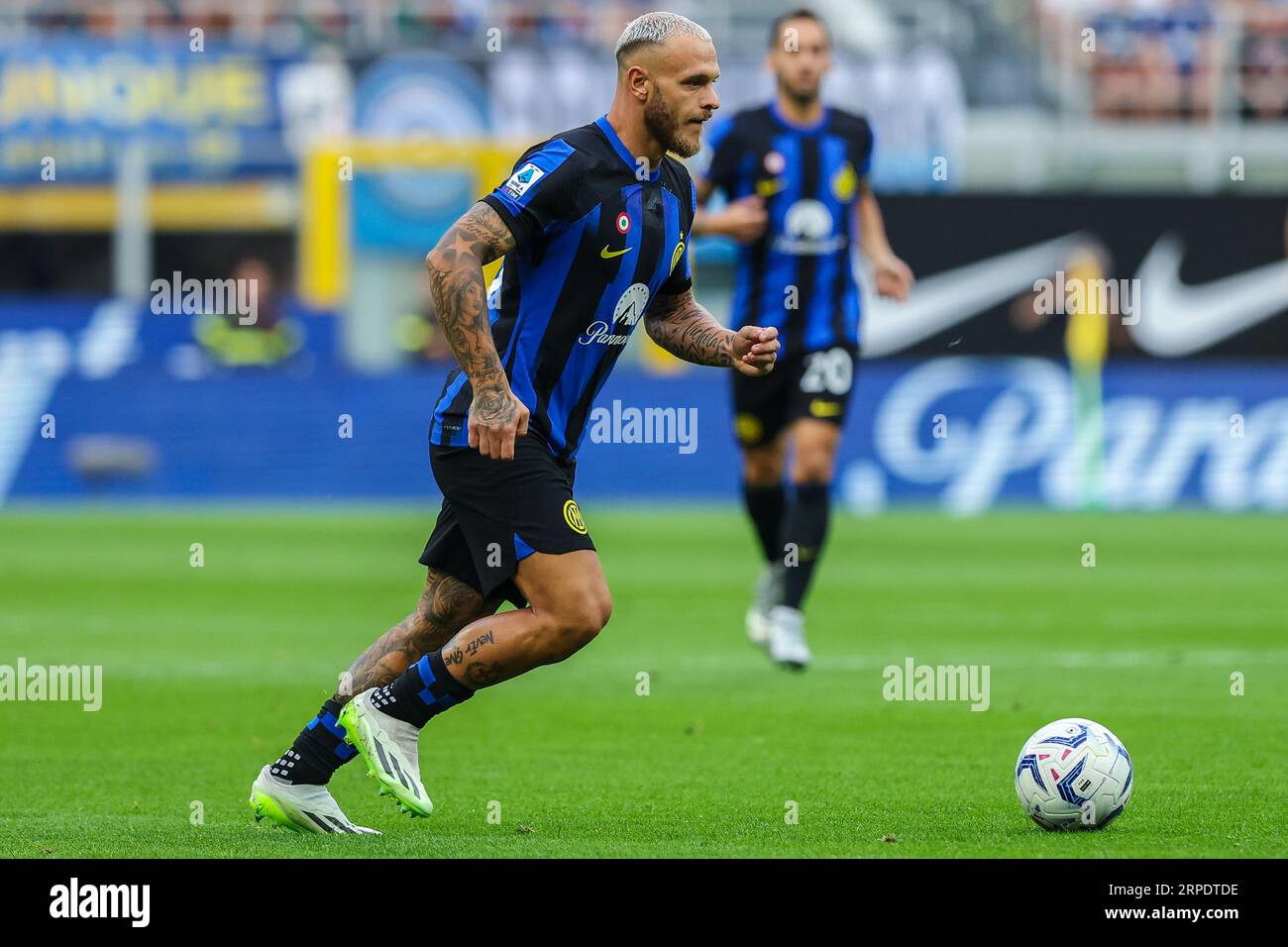 Milan, Italy. 03rd Sep, 2023. Federico Dimarco of FC Internazionale seen in action during Serie ...