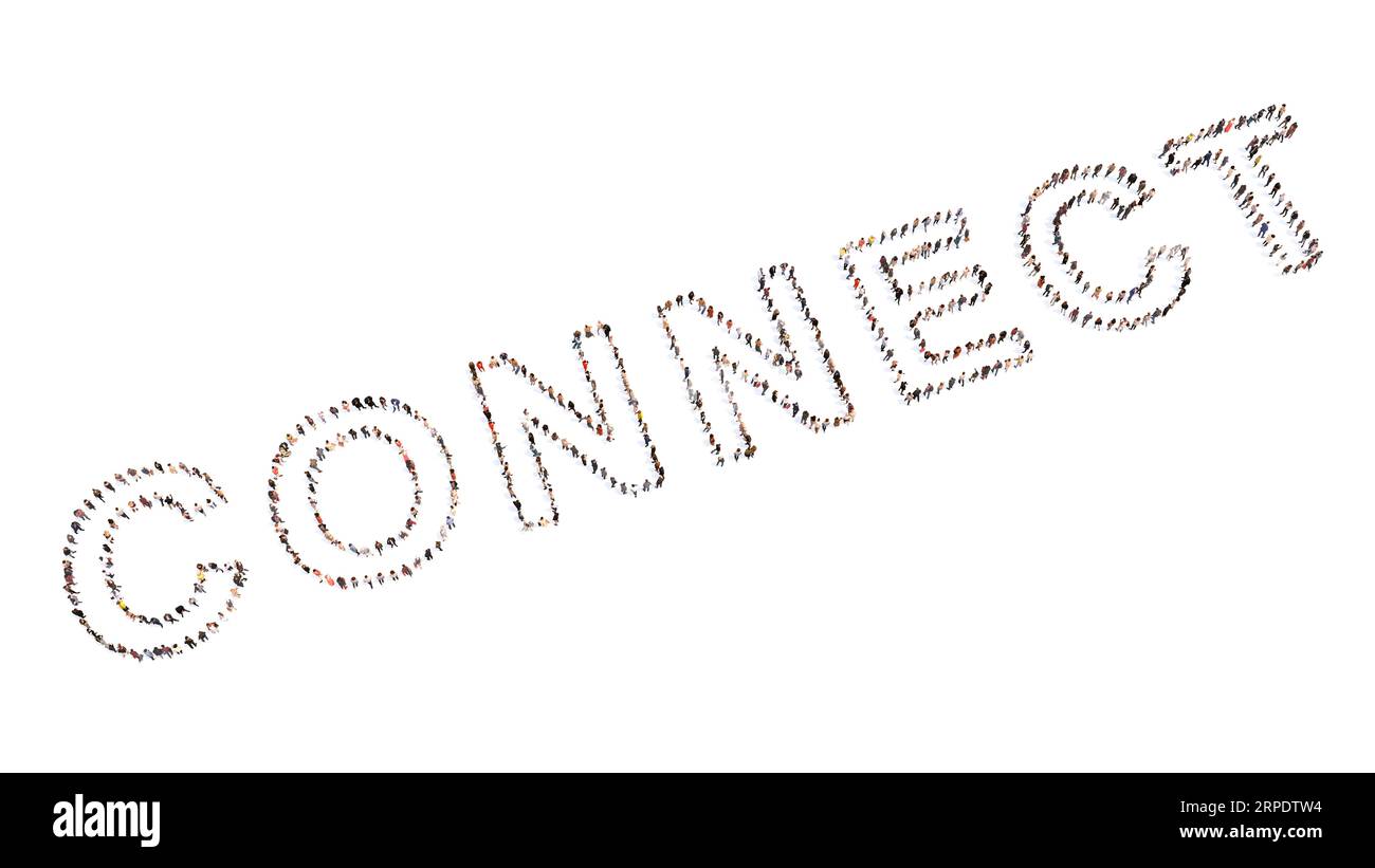 Concept conceptual large community of people forming the word CONNECT ...