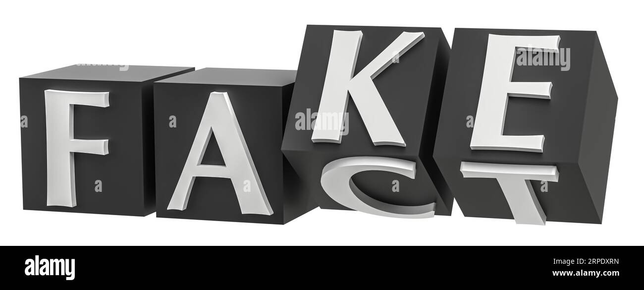 Cubes with letters flip over and the words change from FACT to FAKE ...