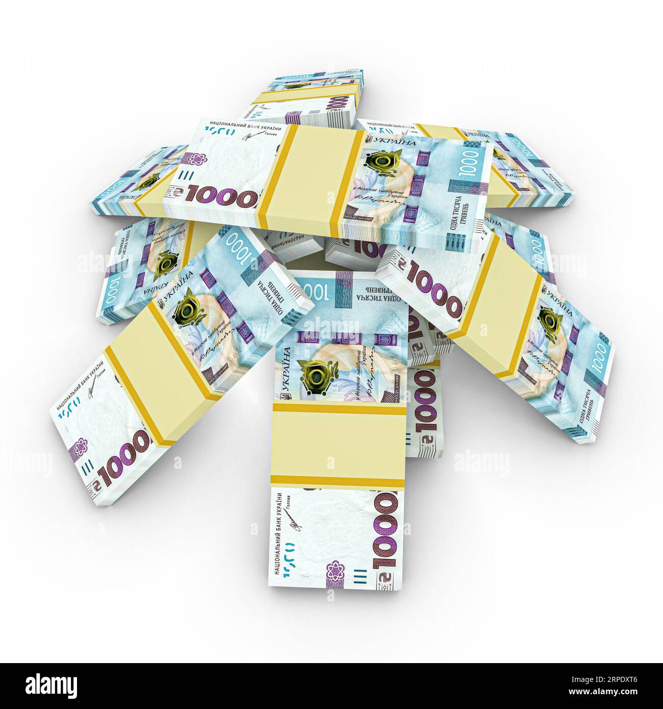 Ukrainian hryvnia. Stack of ukrainian money, currency hryvnia (grivna ...