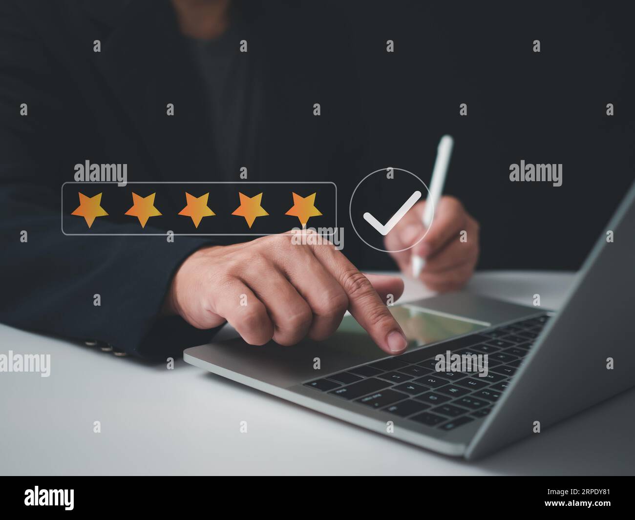 Business people are evaluating and surveying customer satisfaction ...