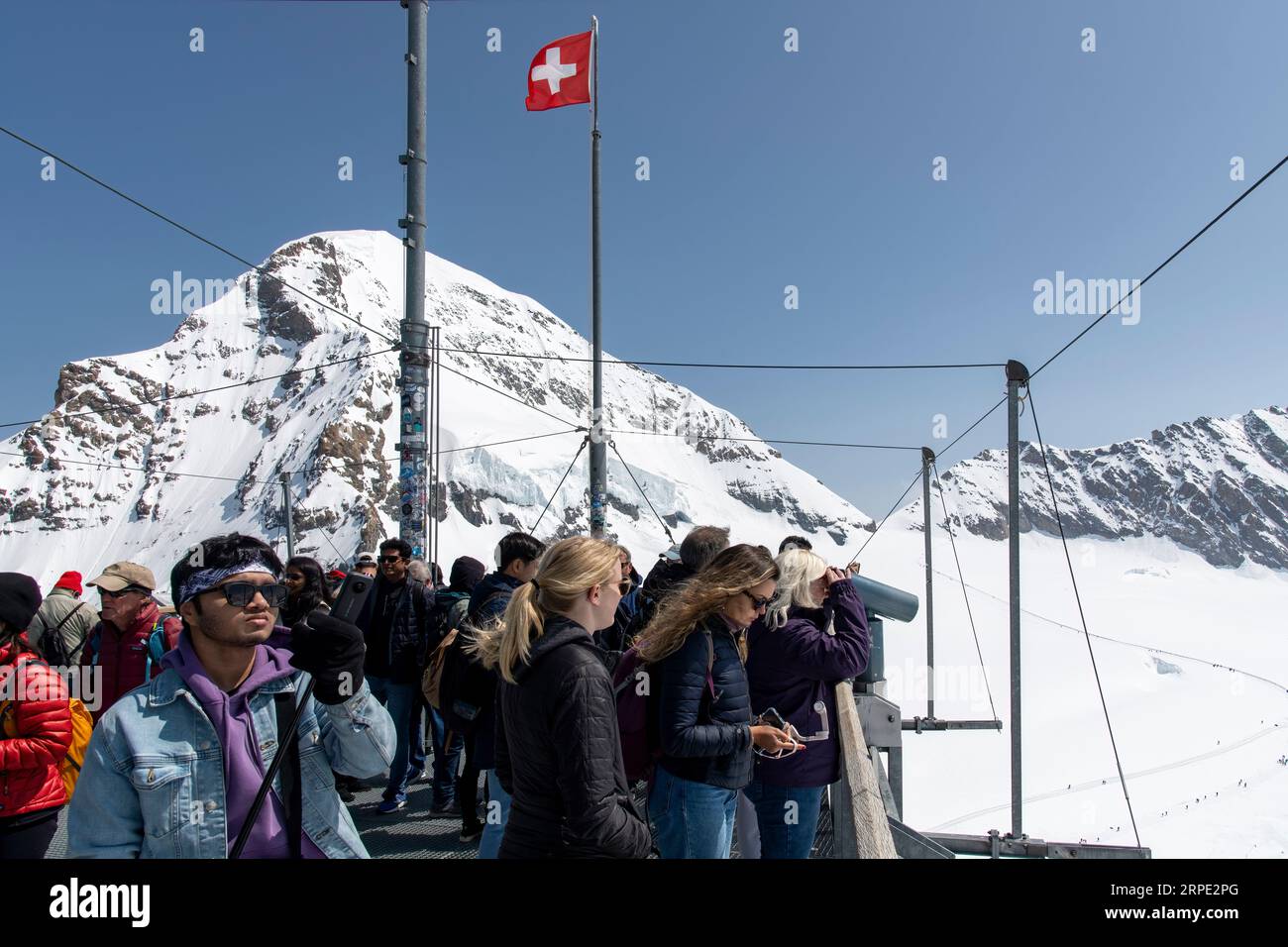 Fieschertal, Switzerland-May 29, 2023; Viewing platform of the Sphinx ...