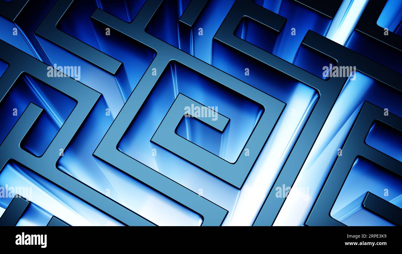 Labyrinth glow blue maze structure confusing way to the exit. Breaking ...