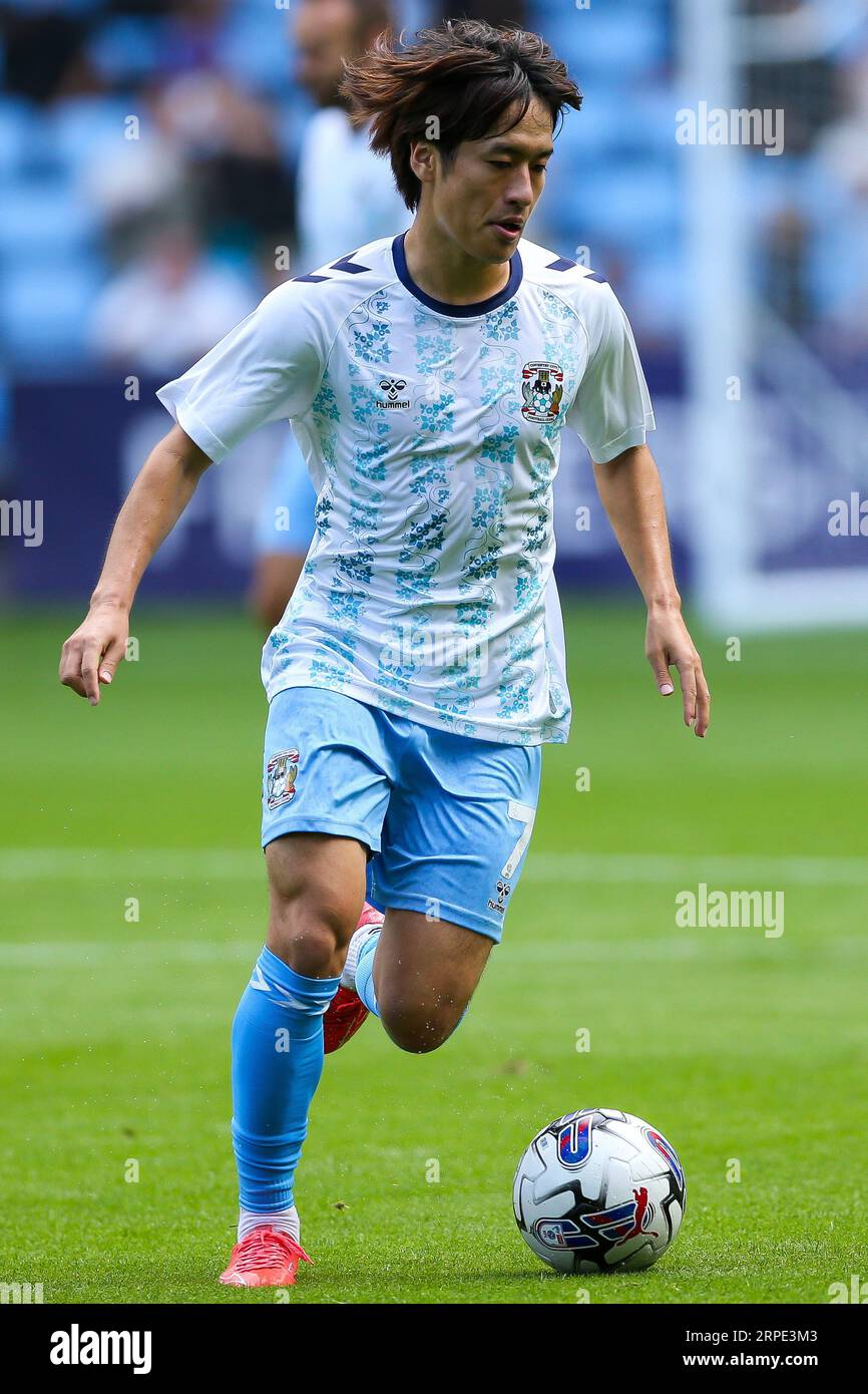 Coventry City's Tatsuhiro Sakamoto warms up ahead of the Sky Bet ...