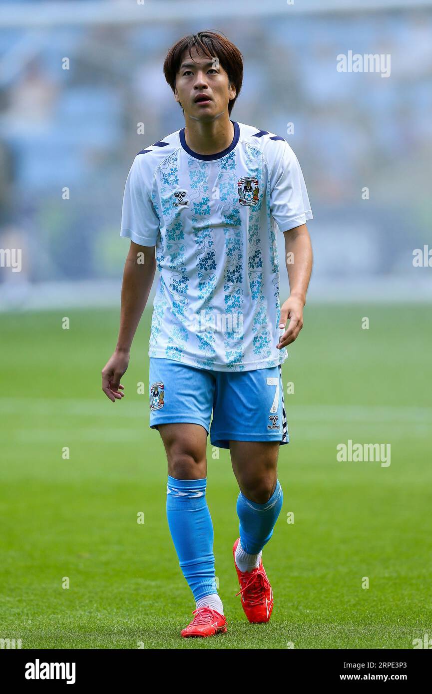 Coventry City's Tatsuhiro Sakamoto warms up ahead of the Sky Bet Championship match at the ...
