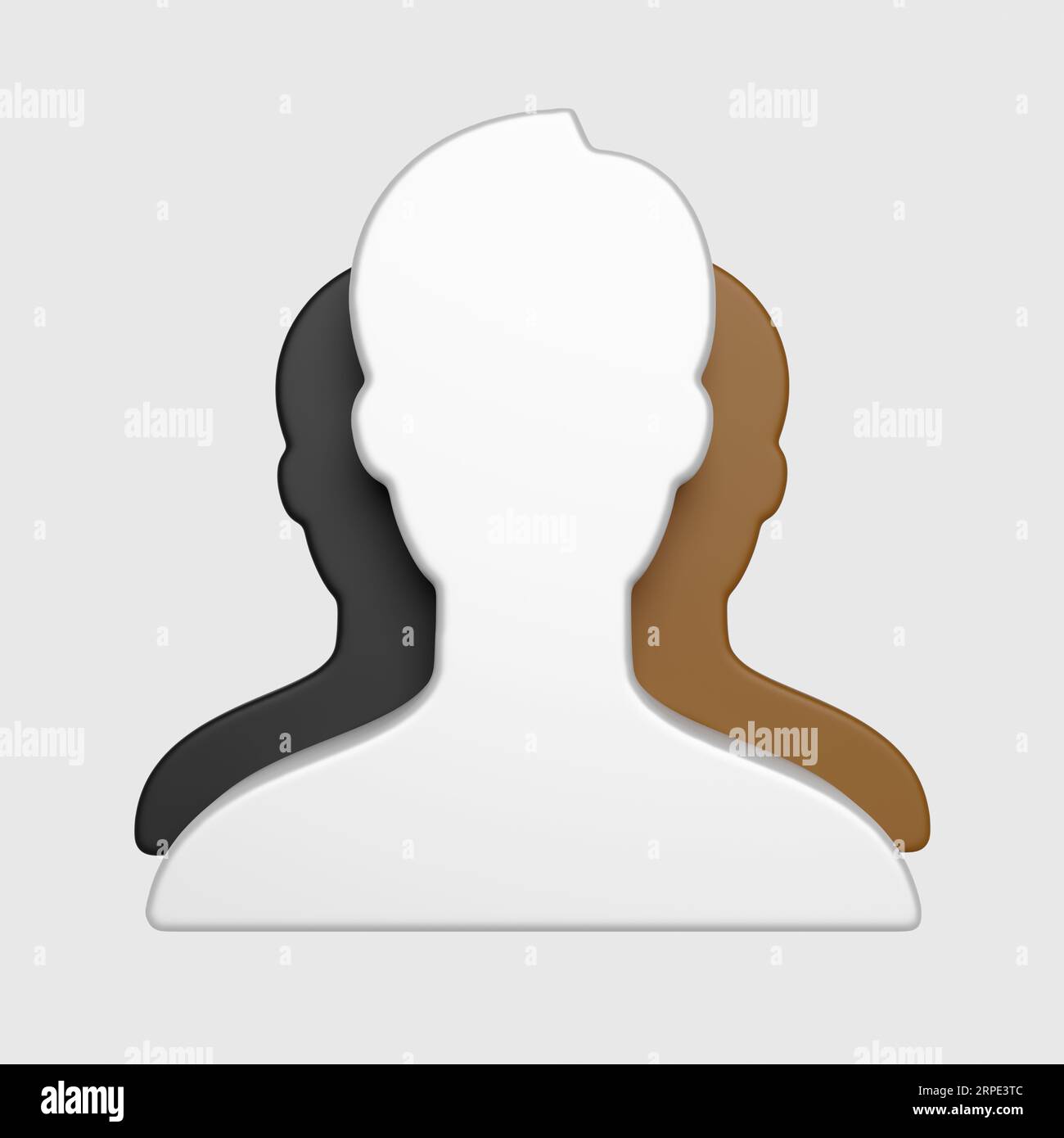 Group of people, racial diversity icon. Three people of different skin ...