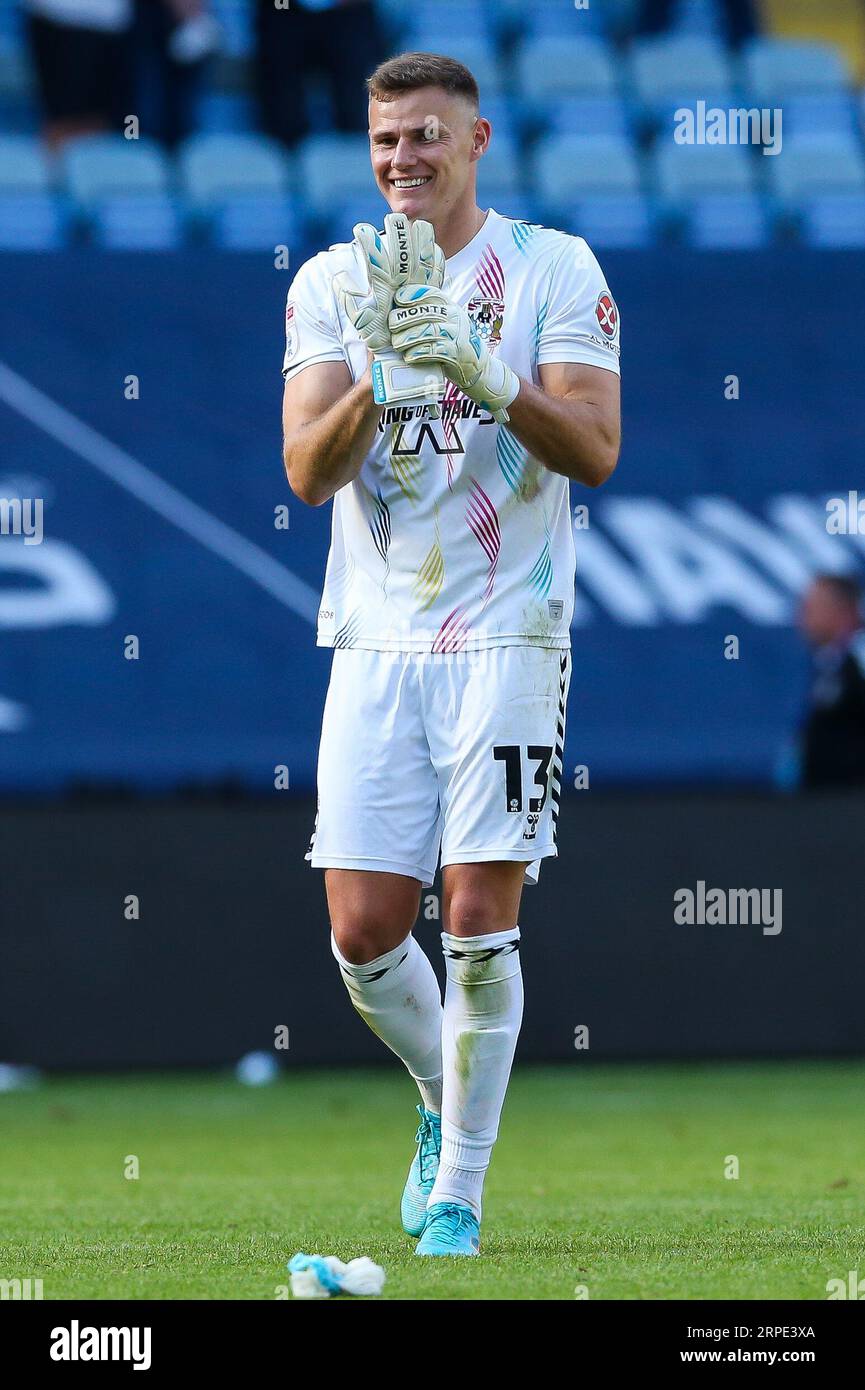 Coventry City goalkeeper Ben Wilson applauds the fans at the end of the ...