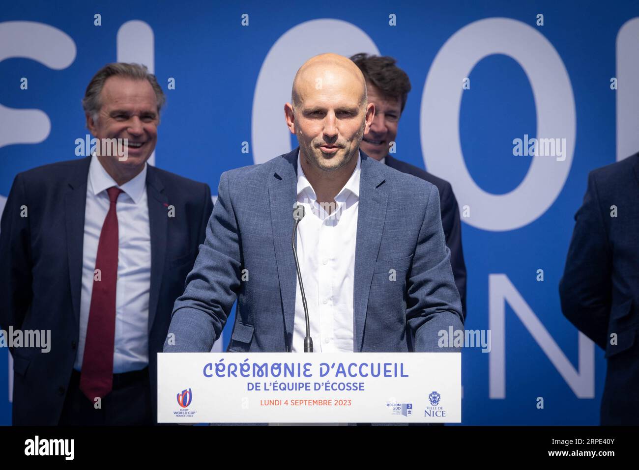 Nice, France. 04th Sep, 2023. Scottish rugby team coach Gregor Townsend ...