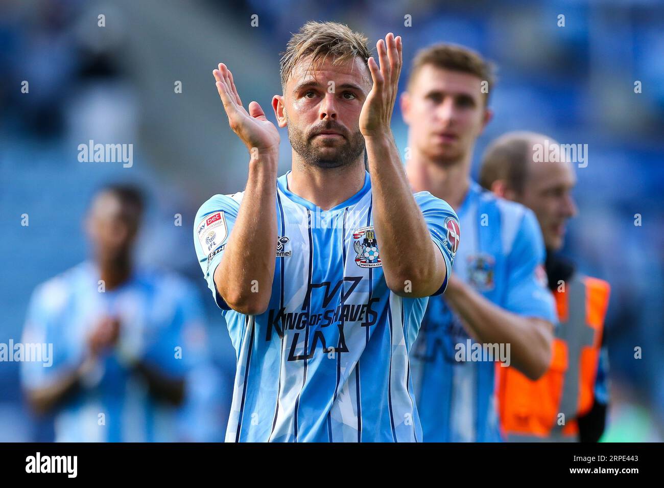 Coventry City's Matthew Godden applauds the fans at the end of the Sky ...