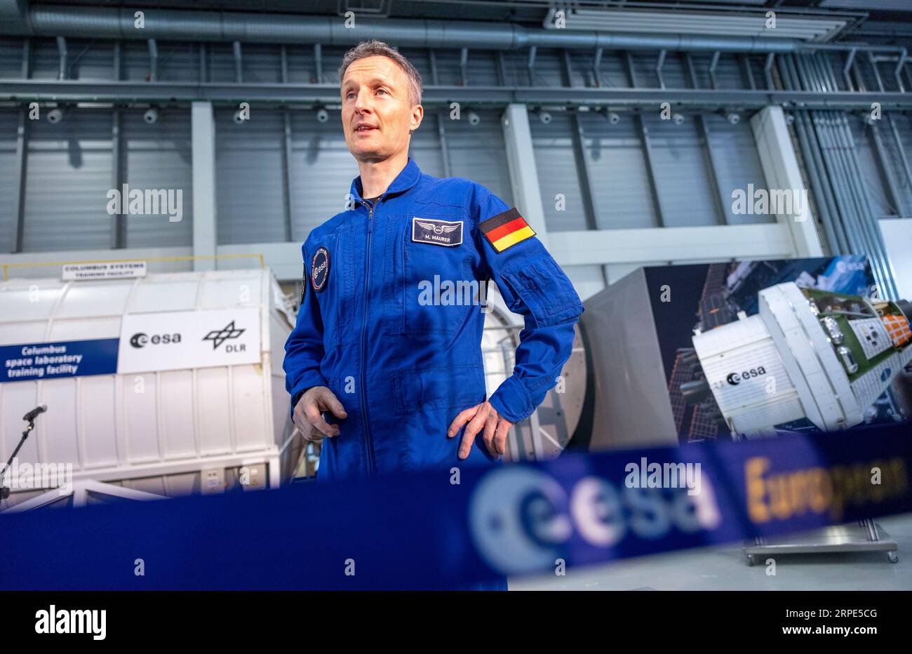 Cologne, Germany. 01st Sep, 2023. ESA astronaut Matthias Maurer stands at the European Space ...