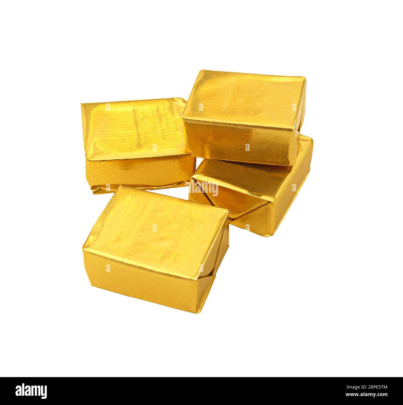 gold wrapper packaging isolated on white background Stock Photo - Alamy