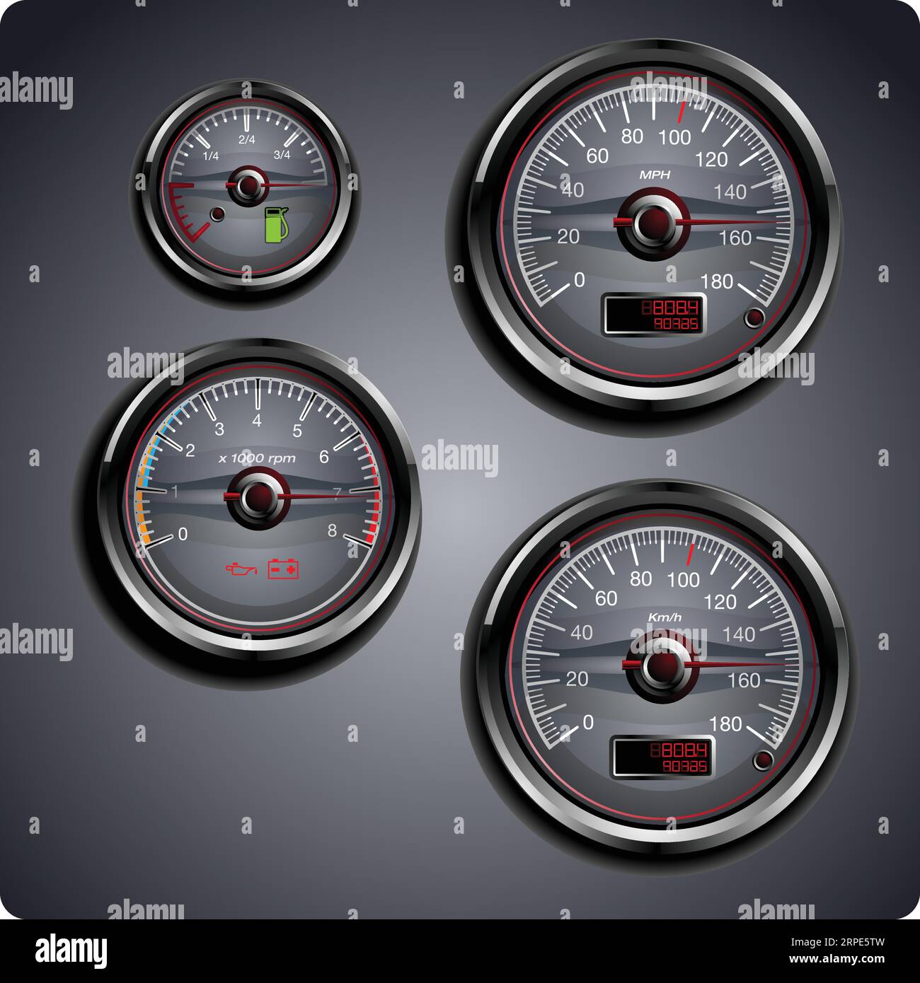 Fuel gauges Stock Vector Images - Alamy