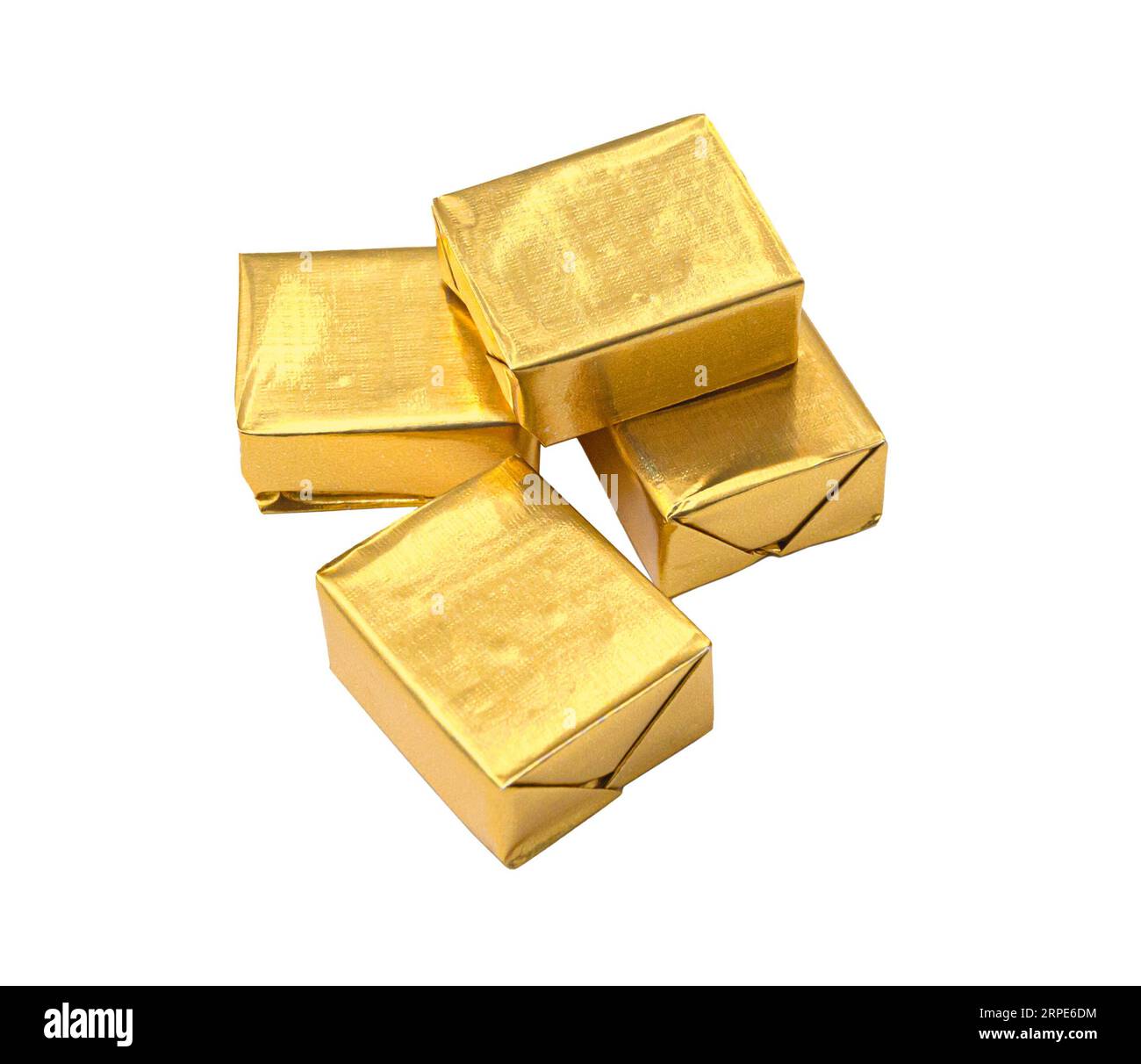 gold wrapper packaging isolated on white background Stock Photo - Alamy