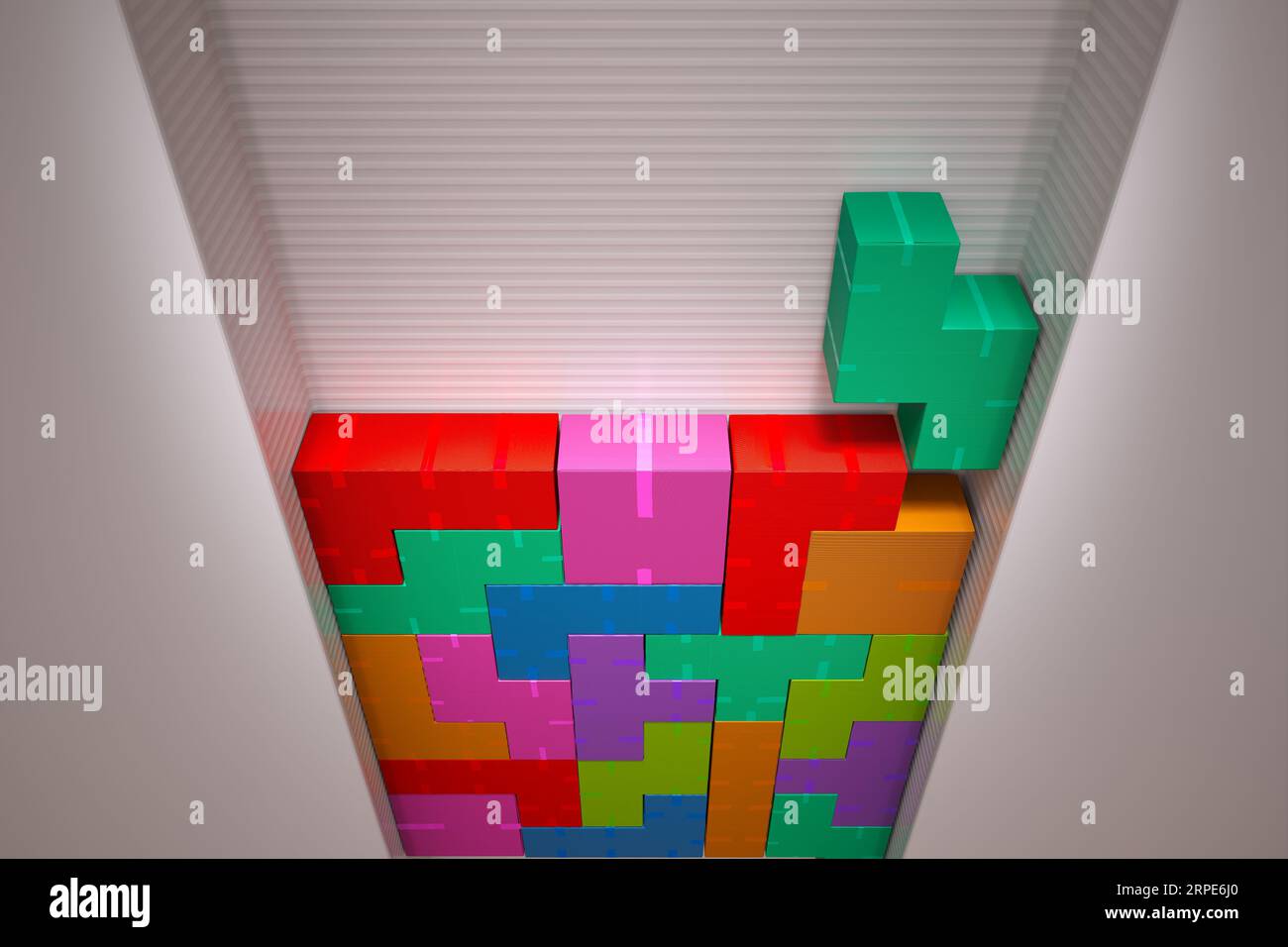 Funny colourful boxes moving like a puzzle game. Logistics and ...