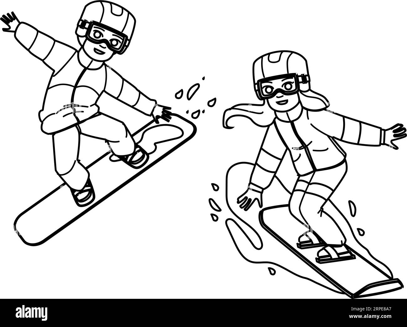 Snowboard sport cartoon illustration Black and White Stock Photos ...