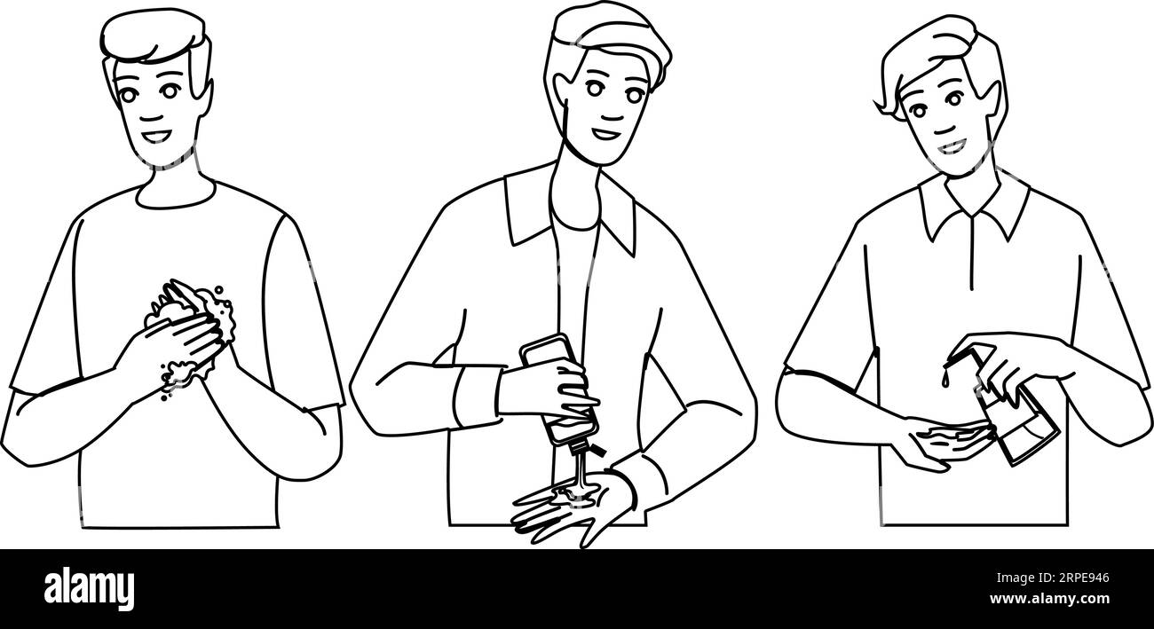 Hands using bottle hand Stock Vector Images - Alamy