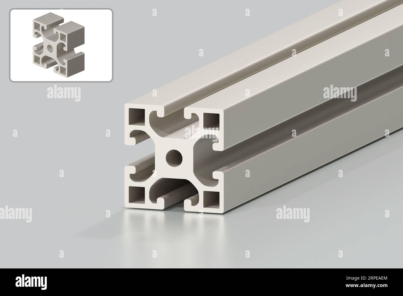 Aluminium construction profile 40x40 lying on a reflective surface - 3d ...
