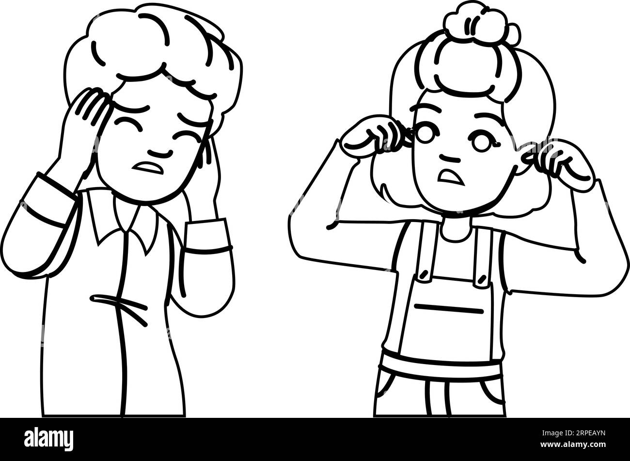 person plugging ears kid vector Stock Vector Image & Art - Alamy