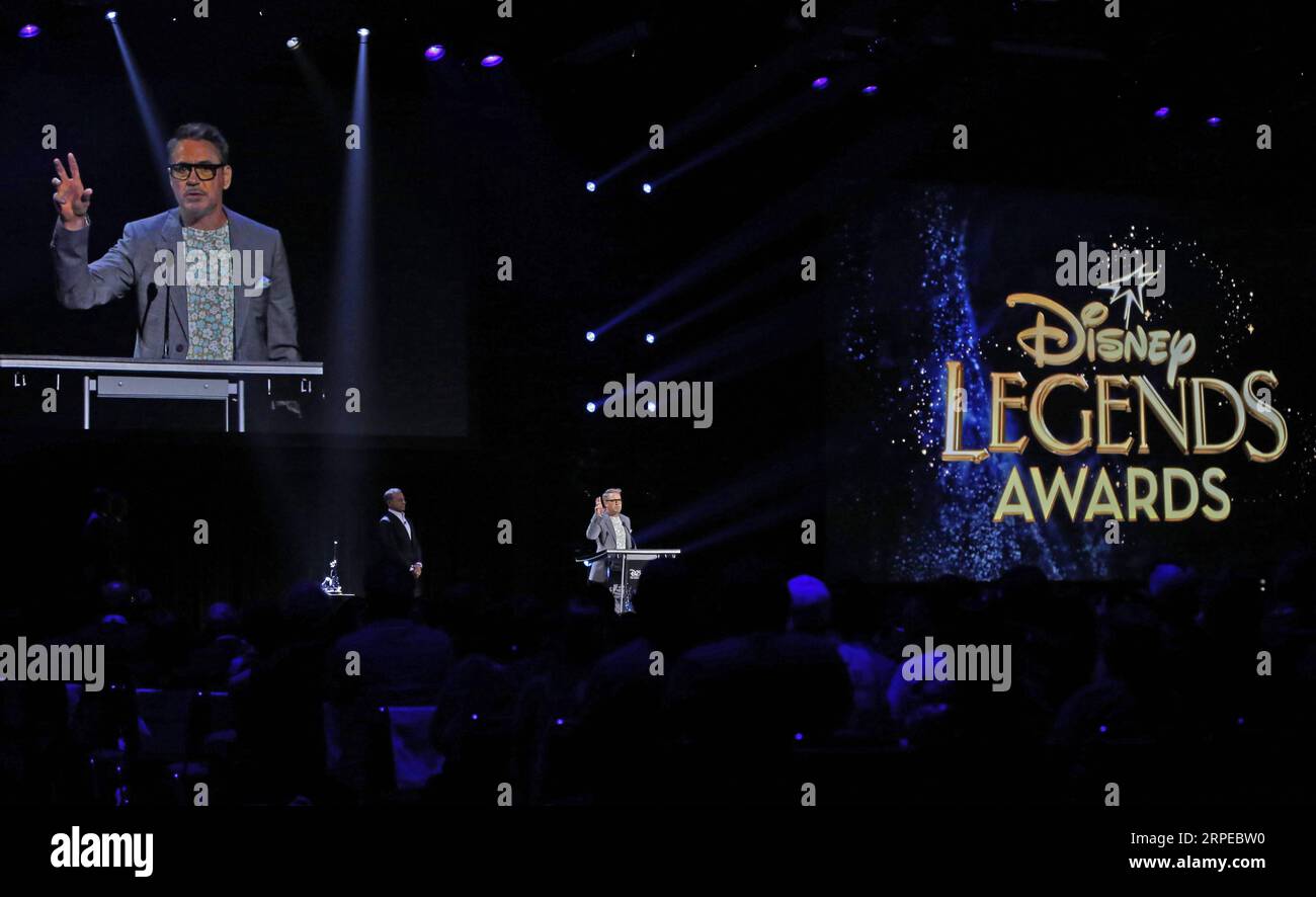 (190824) -- ANAHEIM, Aug. 24, 2019 -- Actor Robert Downey Jr. delivers ...