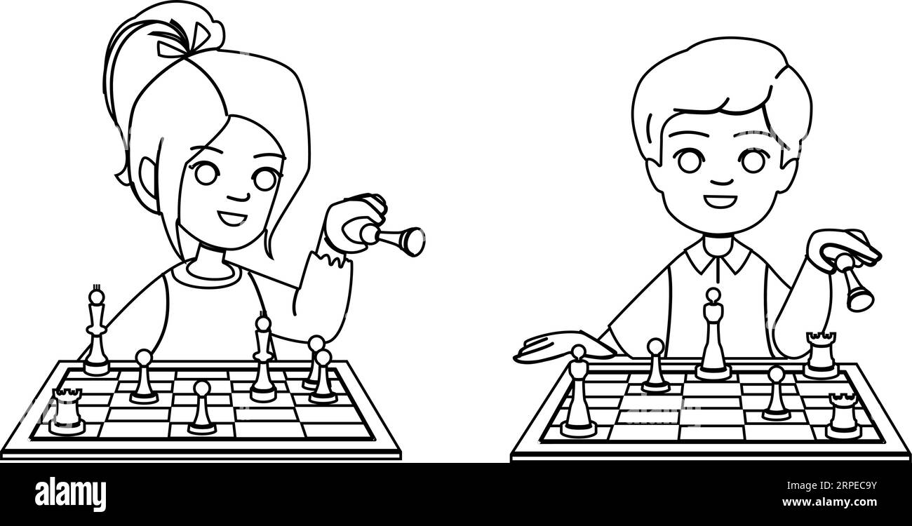 playing chess kid vector Stock Vector Image & Art - Alamy