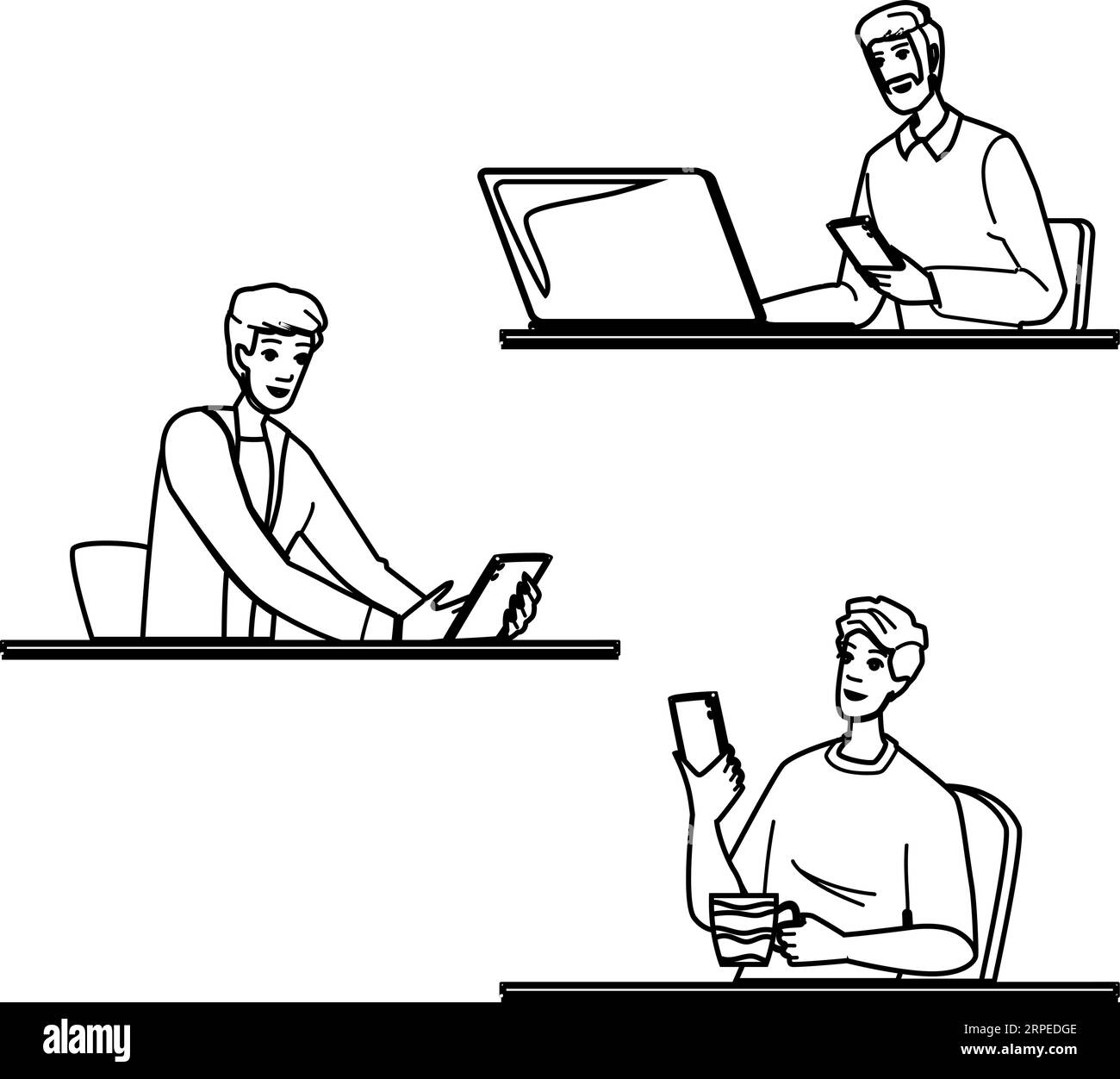 work man using phone table vector Stock Vector Image & Art - Alamy