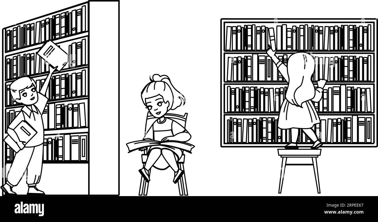 library kid vector Stock Vector Image & Art - Alamy