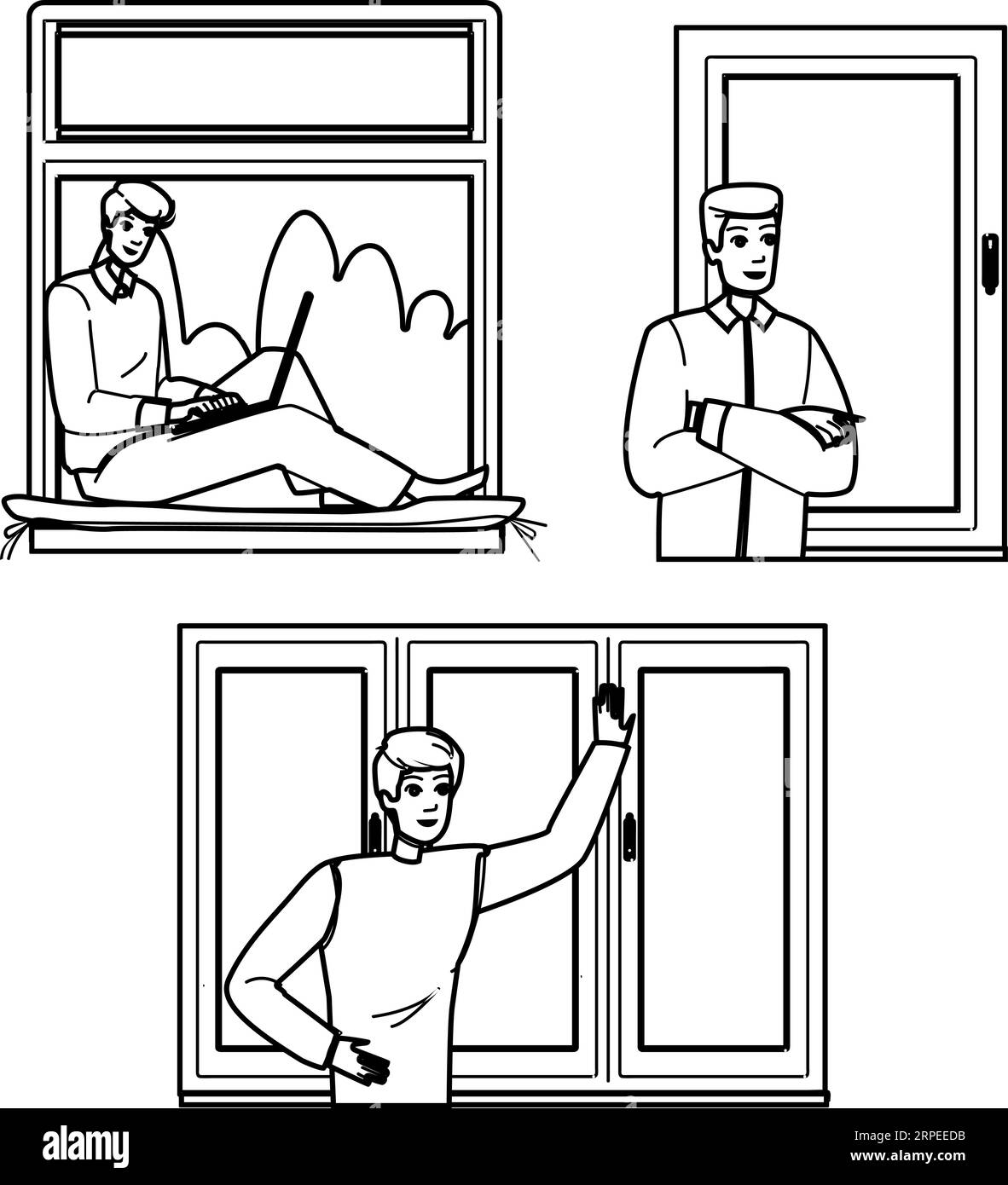 people window man vector Stock Vector Image & Art - Alamy