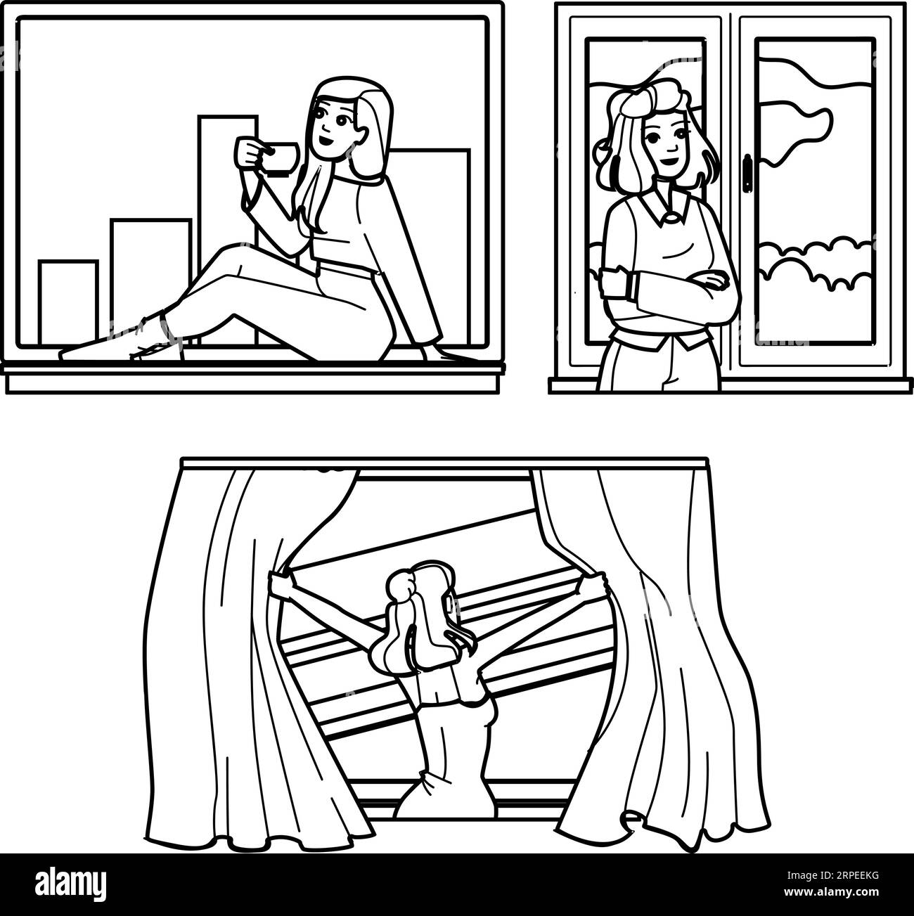 people window woman vector Stock Vector Image & Art - Alamy